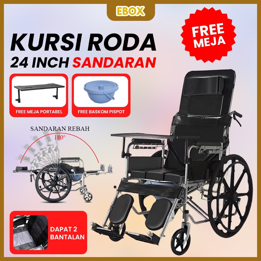 Jual AS Kursi Roda Hidrolik EBOX 24 Inch, Sandaran Rebah 180 Derajat ...