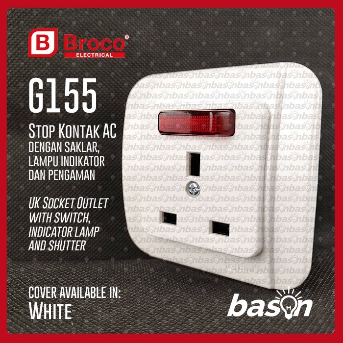 Jual BROCO G155 Galleo - Stop Kontak AC Kaki 3 + Saklar / UK Socket ...
