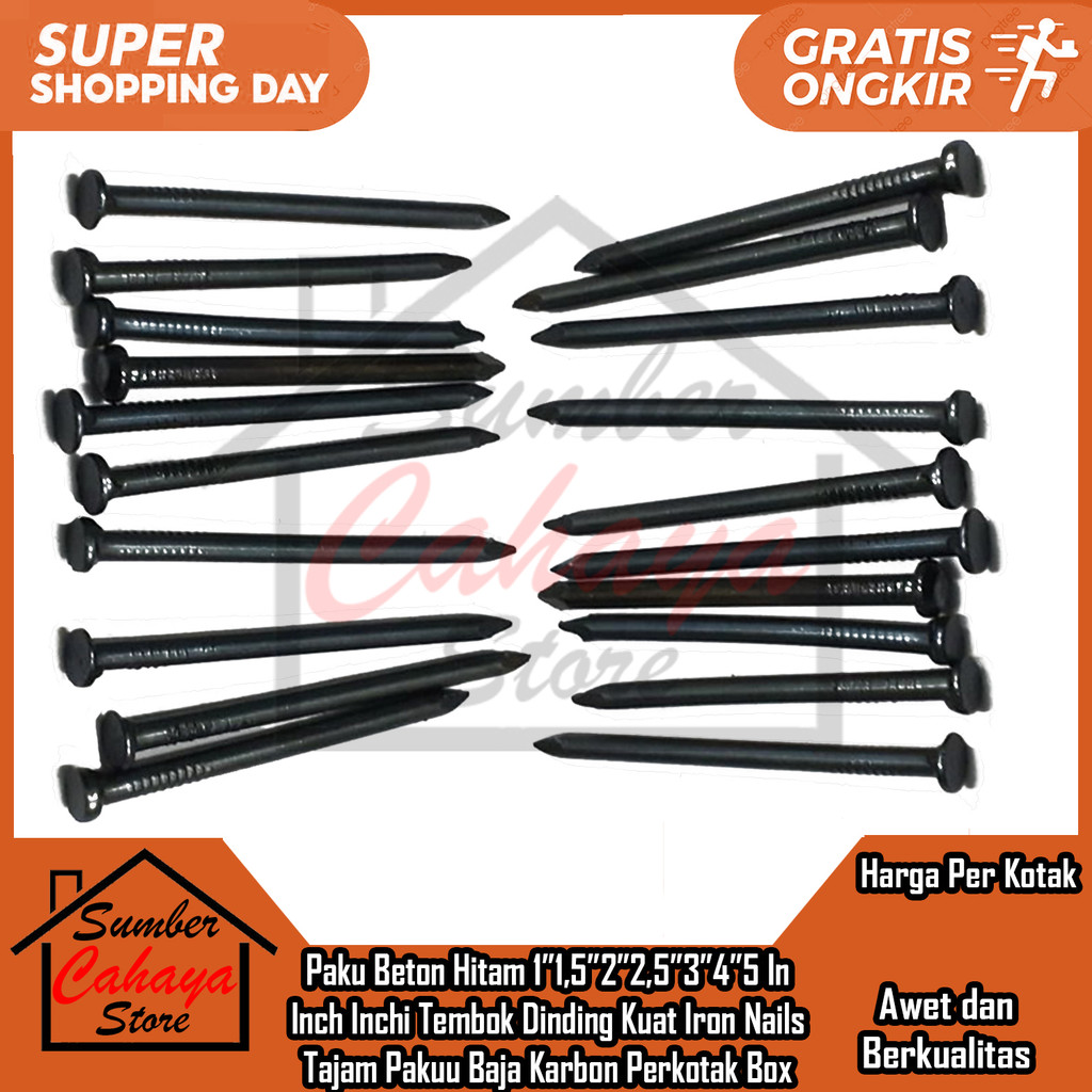 Jual Paku Beton Hitam 1” 1,5” 2” 2,5” 3” 4” 5” Inchi Inch Inci In ...