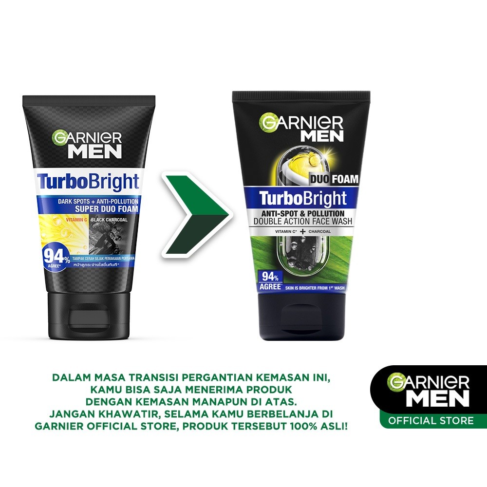 Jual Garnier Men Brightening Turbo Bright Super Duo Foam 100 ml | Shopee Indonesia