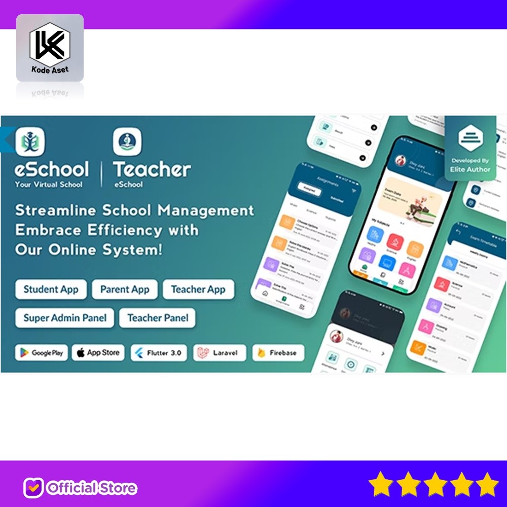 Jual SOURCE CODE APLIKASI ESCHOOL - VIRTUAL SCHOOL MANAGEMENT SYSTEM FLUTTER APP WITH LARAVEL ...