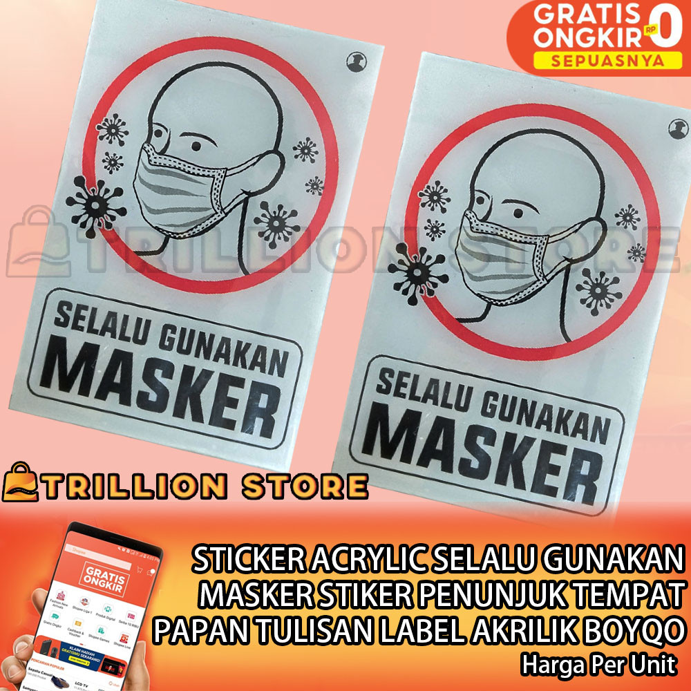 Jual Boyko Stiker Label Papan Tulisan Akrilik Selalu Gunakan Masker ...