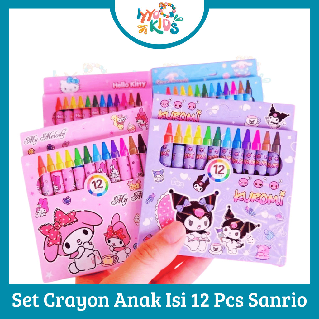 Jual IYYO KIDS | AT24 Krayon Menggambar Anak Sekolah Sanrio Mini isi 12 ...