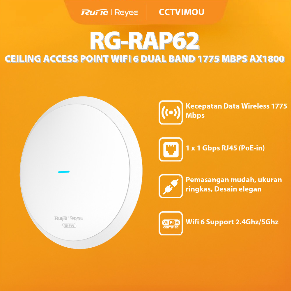 Jual RUIJIE REYEE RG-RAP62 CEILING ACCESS POINT WIFI 6 DUAL BAND 1775 MBPS AX1800 | Shopee Indonesia