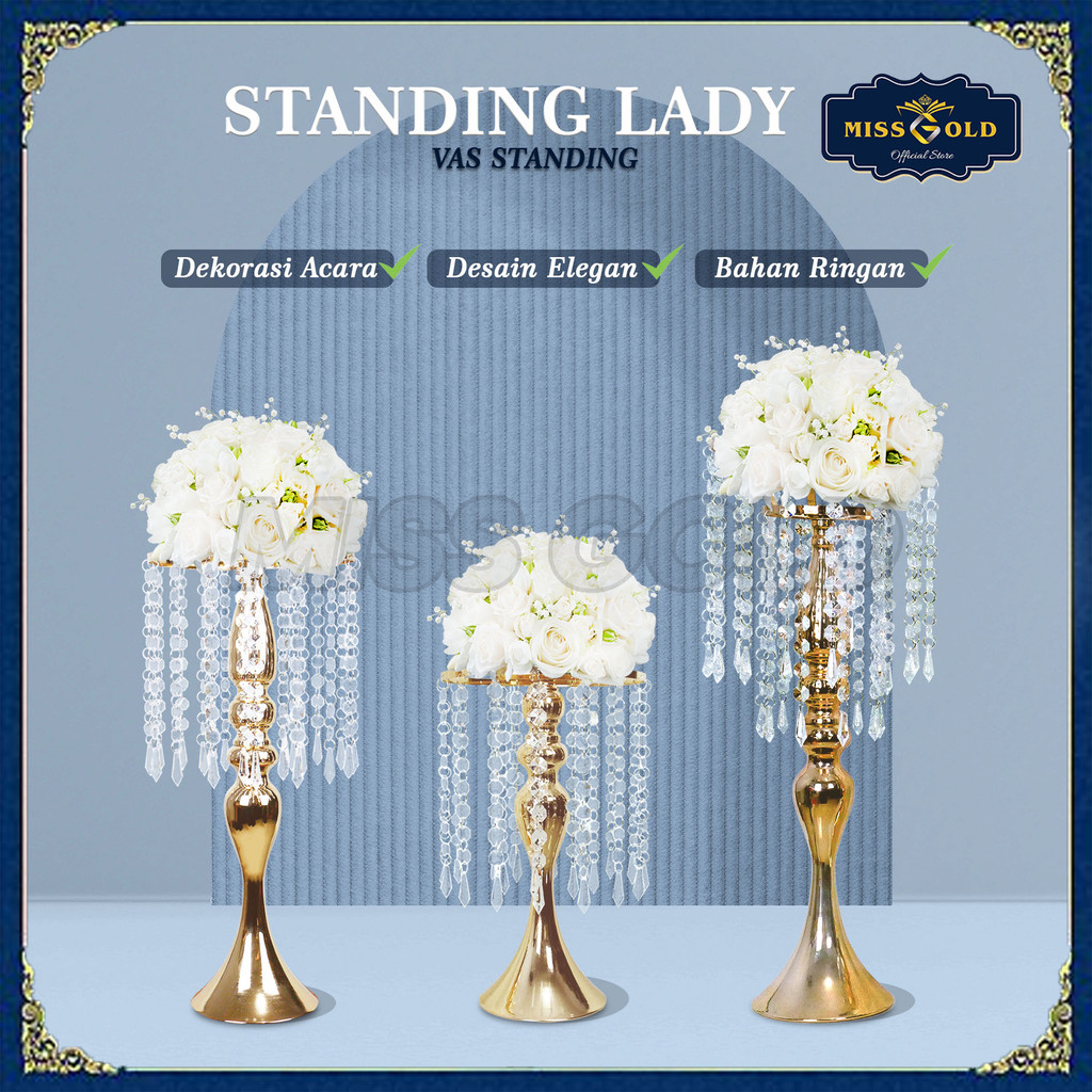 Jual (MG) VAS BUNGA STANDING LADY DEKOR MEJA PELAMINAN | DEKORASI RUMAH ...