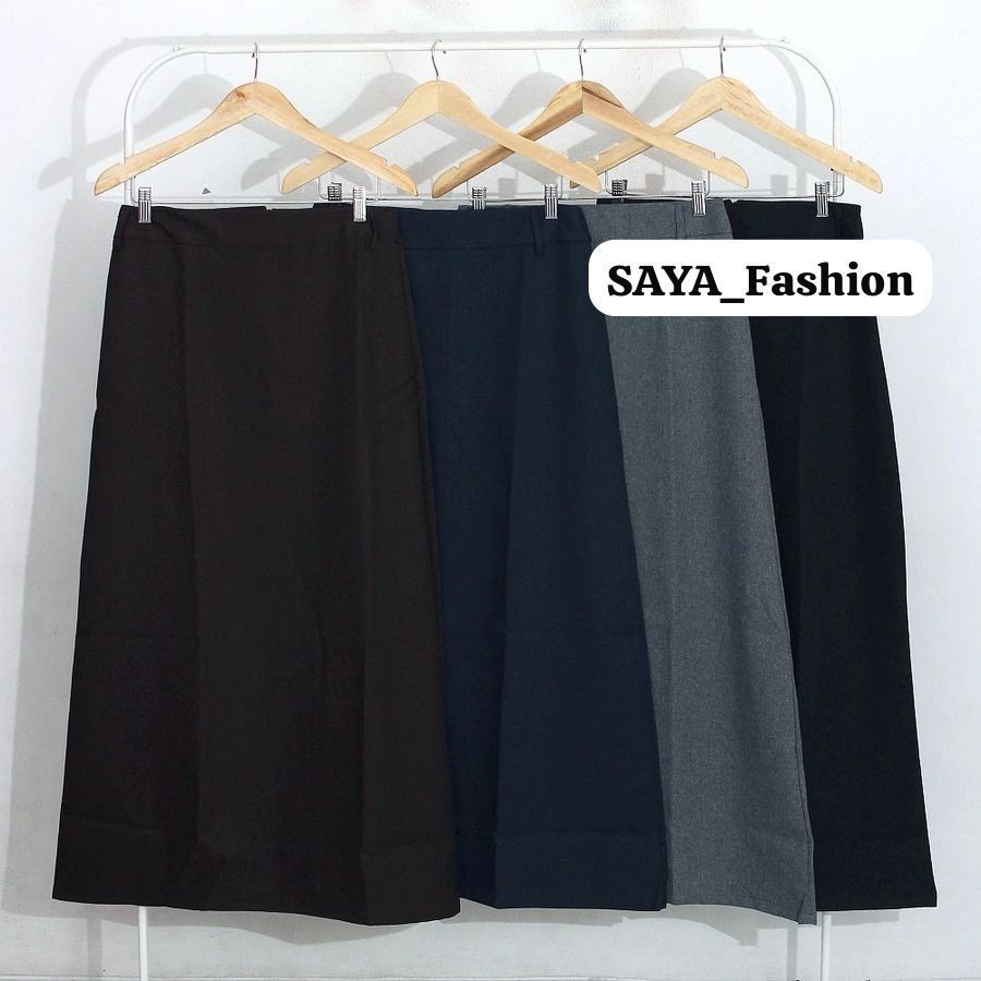 Jual SAYA - Rok Kerja Kantor Sekolah Panjang Hitam Model A Line Maxi ...