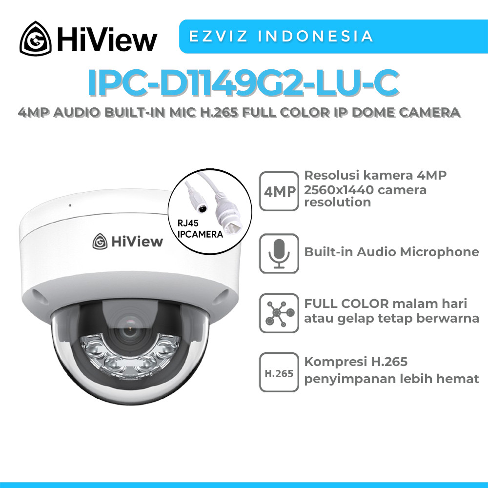 Jual HIVIEW IPC-D1149G2-LU-C 4MP AUDIO BUILT-IN MIC H.265 FULL COLOR IP DOME CAMERA | Shopee ...
