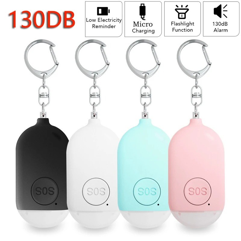 Jual Personal SOS Defense Alarm 130dB With LED Light Rechargeable Self ...