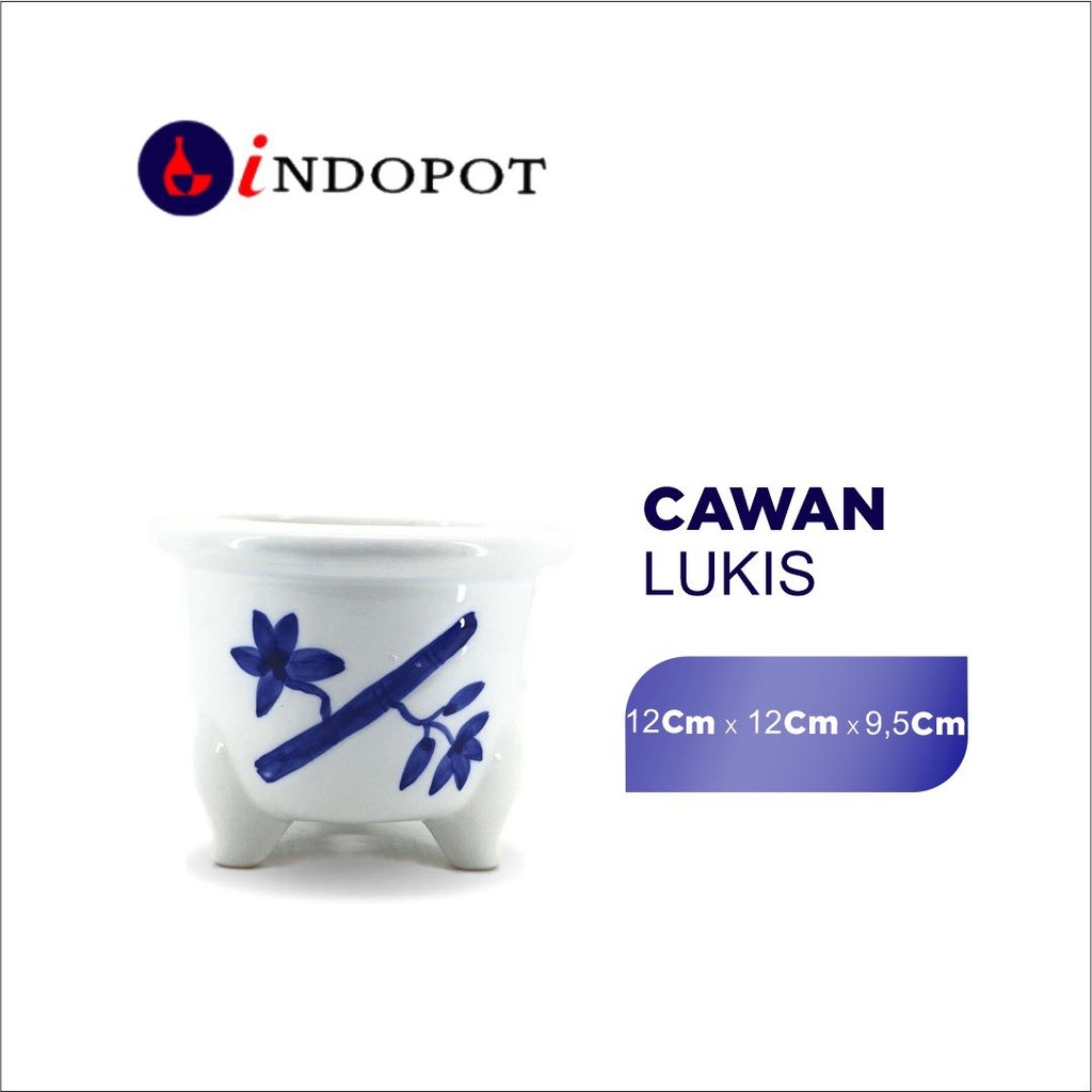 Jual Vas Bunga Keramik Cawan Lukis Dekorasi Interior Tanaman Hias ...