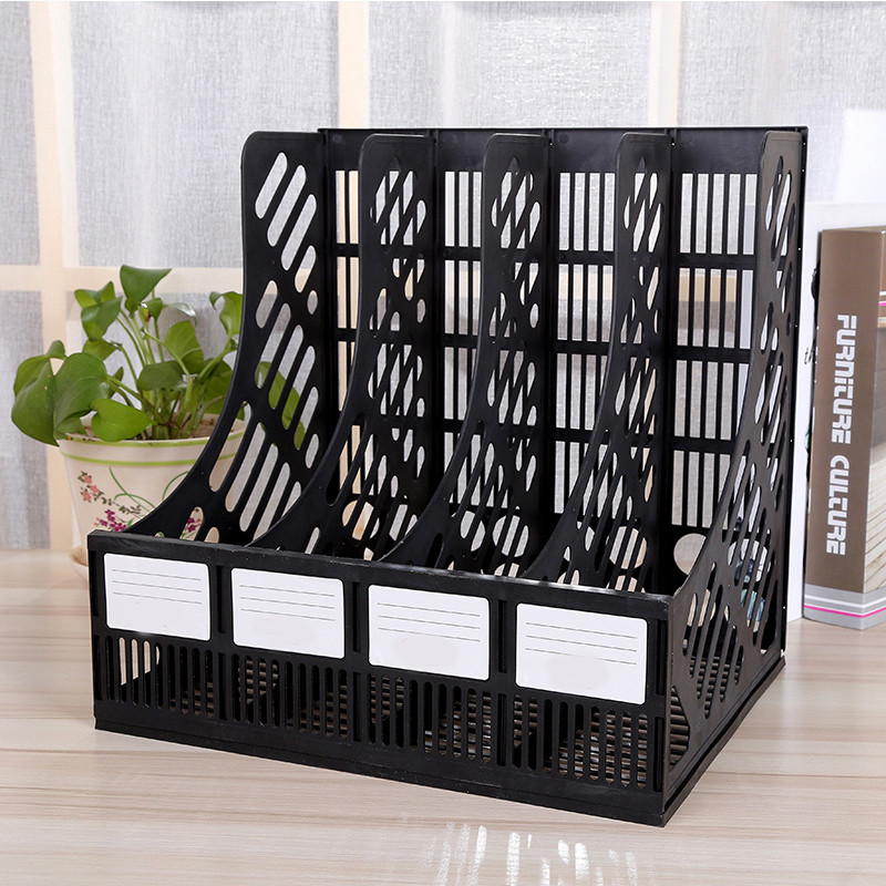 Jual Office Supplies File Rack Quadruple Plastic Bookshelf Desktop Data ...