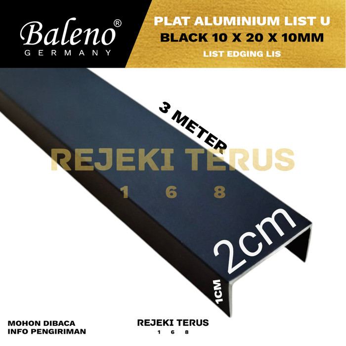 Jual Plat Aluminium List U BLACK DOFF 1 x 2 x 1 cm Edging Lis Interior ...