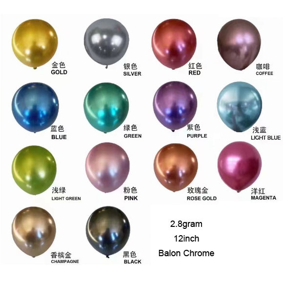 Jual BALON LATEX METAL CHROME PACK (1 PACK = 50 PCS) METALIK 12 INCH ...