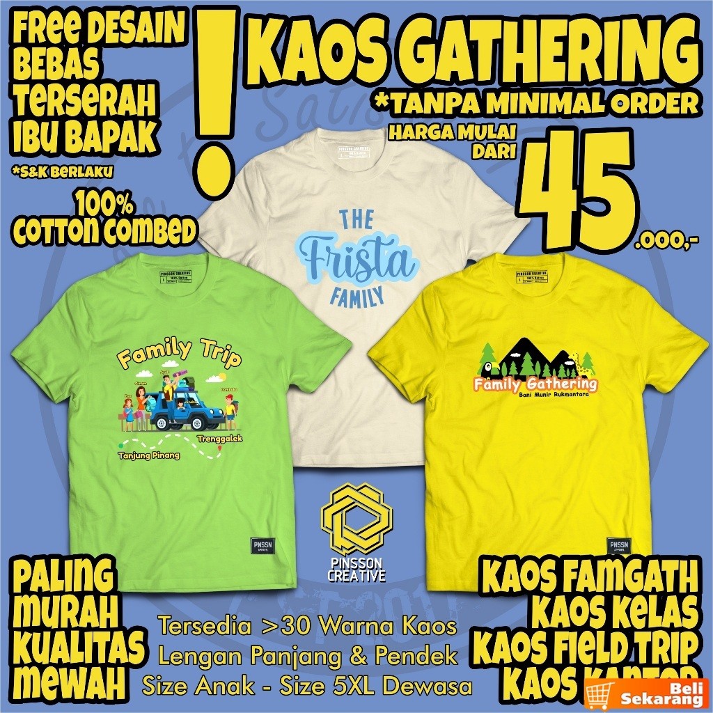 Jual KAOS SERAGAM KELUARGA | KAOS GATHERING | KAOS KELAS | KAOS CUSTOM SATUAN | DESAIN BEBAS ...