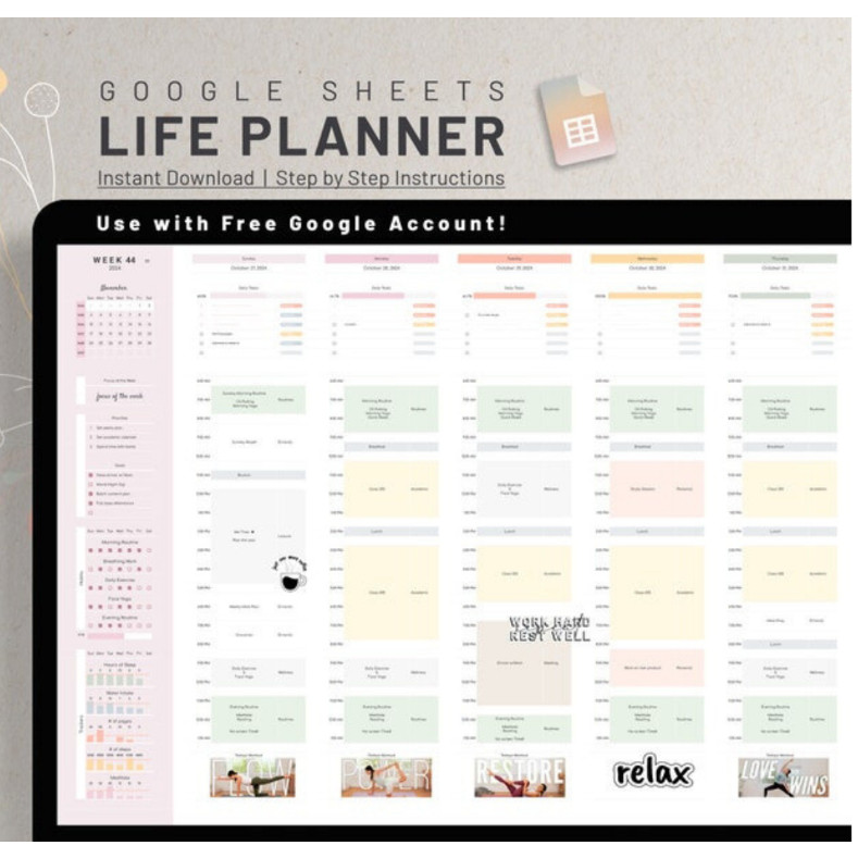 Jual Digital Google Sheet Calendar Template, Daily Schedule Task ...
