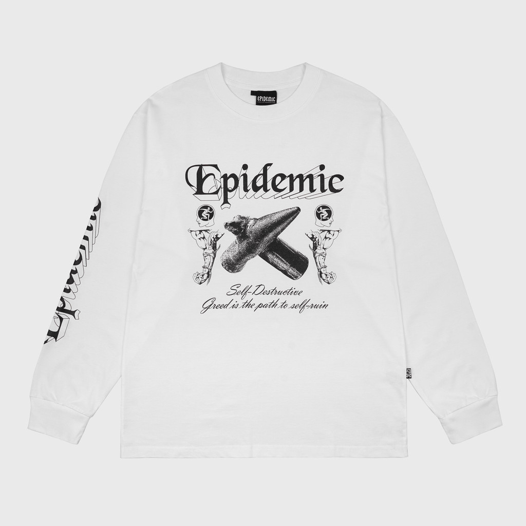 Jual Epidemic Longsleeve American Cotton 20s Self Destructive White ...