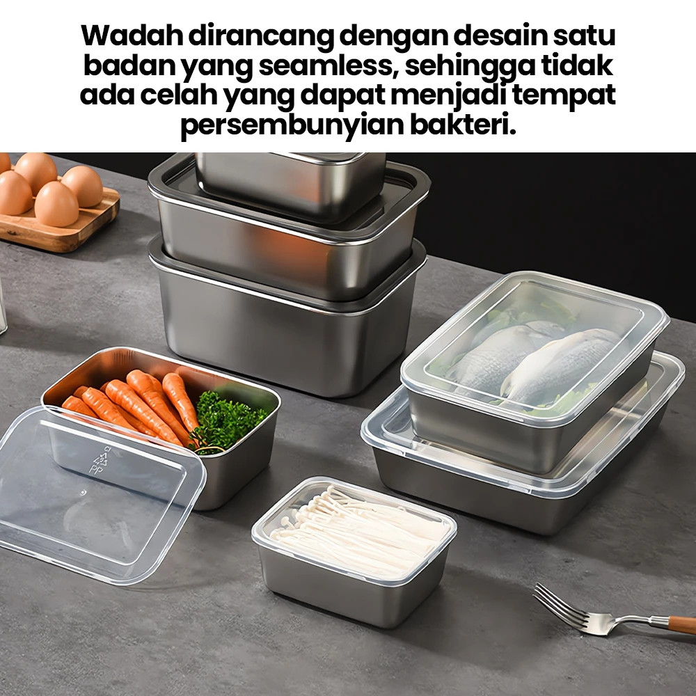 Jual Penutup penyimpanan segar kotak sampel makanan stainless steel 304 ...