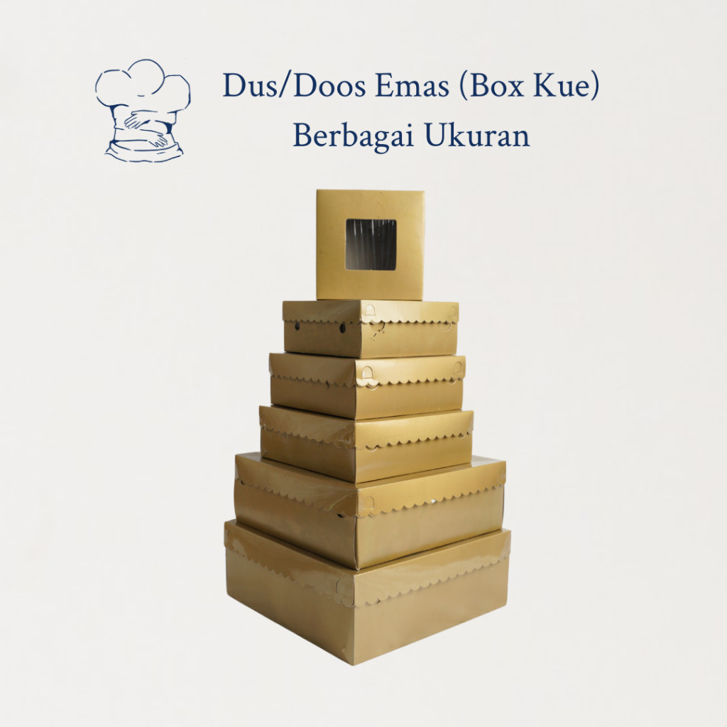 Jual Dus Emas/Doos Emas/Box kue/Box Emas Kotak Berbagai Ukuran (isi 10 ...
