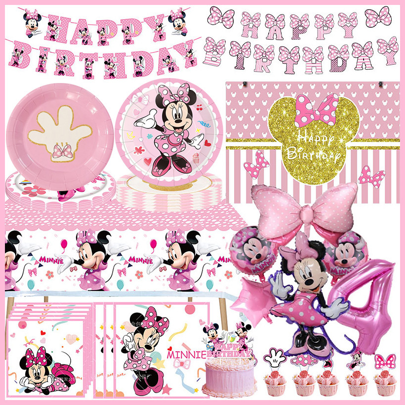 Jual Minnie Mouse Birthday Party Decorations Surprise Kit Tableware ...