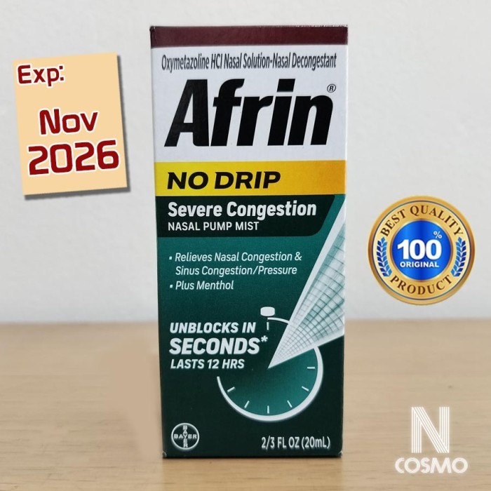 Jual Afrin No Drip Severe Congestion 12 Hour Nasal Spray 20 ml Afrin Original Nasal 20 ml Untuk ...