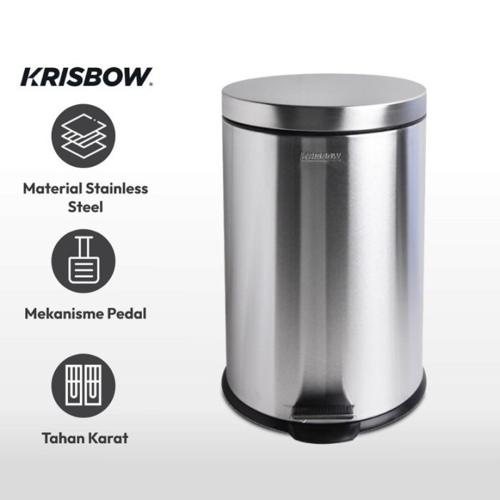 Jual KRISBOW - Tempat Sampah Stainless 3 5 12 20 Liter Pedal Bin Softclose | Shopee Indonesia