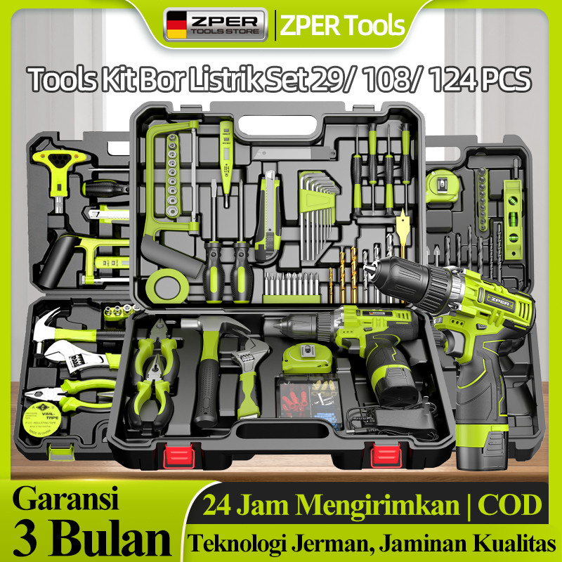 Jual ZPER Satu Set Alat Perkakas Bor Listrik Cordless Tang Obeng Palu ...