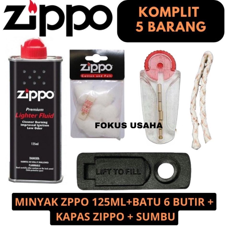 Jual COD - PAKET SUPER KOMPLIT MINYAK ZIPPO 125ML + KAPAS ZIPPO + SUMBU ...
