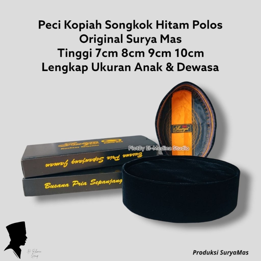 Jual Kopeah Surya Mas Peci Songkok Nasional Polos Hitam Beludru Halus ...