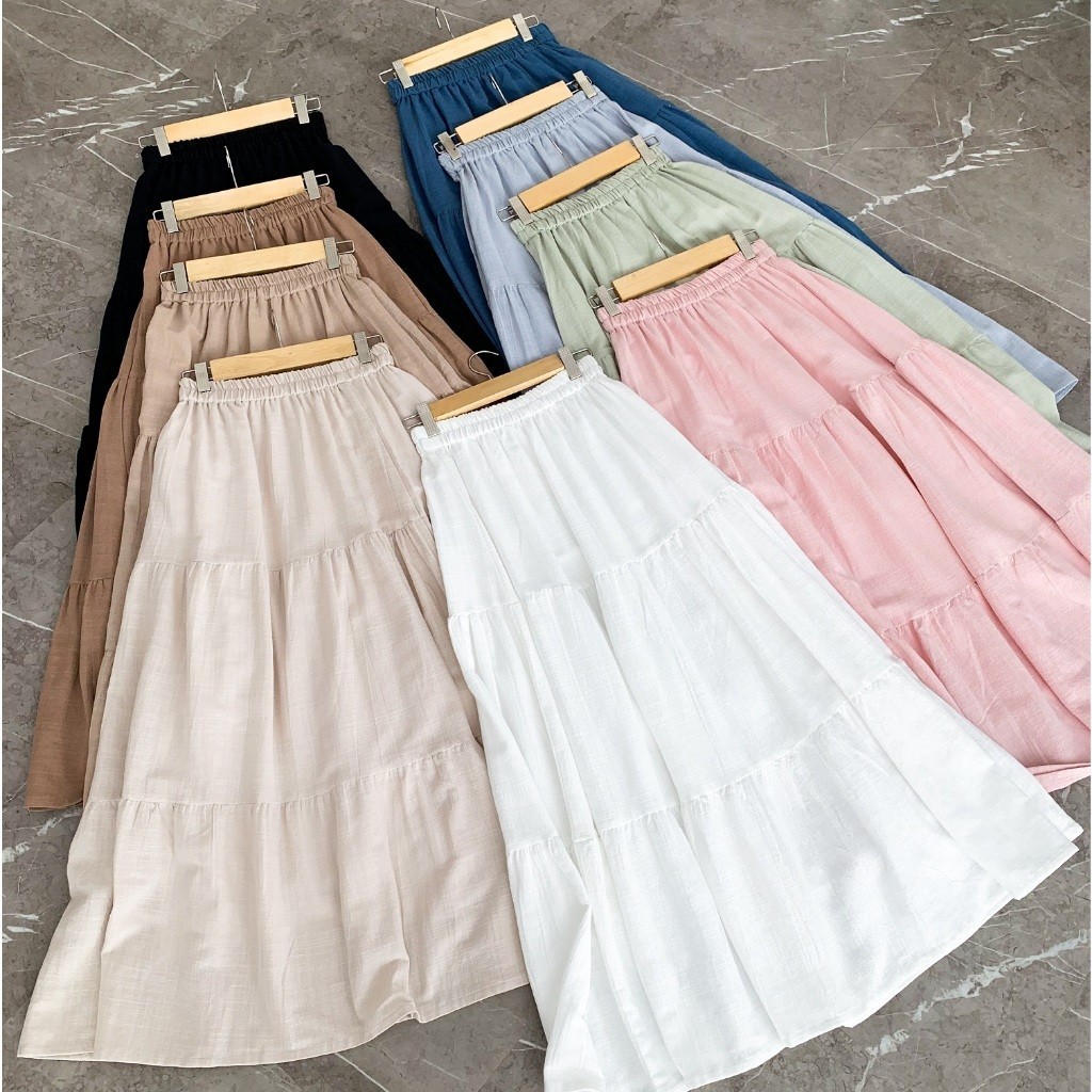 Jual HONEY LAYER SKIRT / ROK LINEN / ROK LAYER | Shopee Indonesia