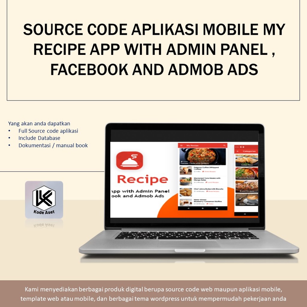 Jual SOURCE CODE APLIKASI MOBILE MY RECIPE APP WITH ADMIN PANEL , FACEBOOK AND ADMOB ADS ...
