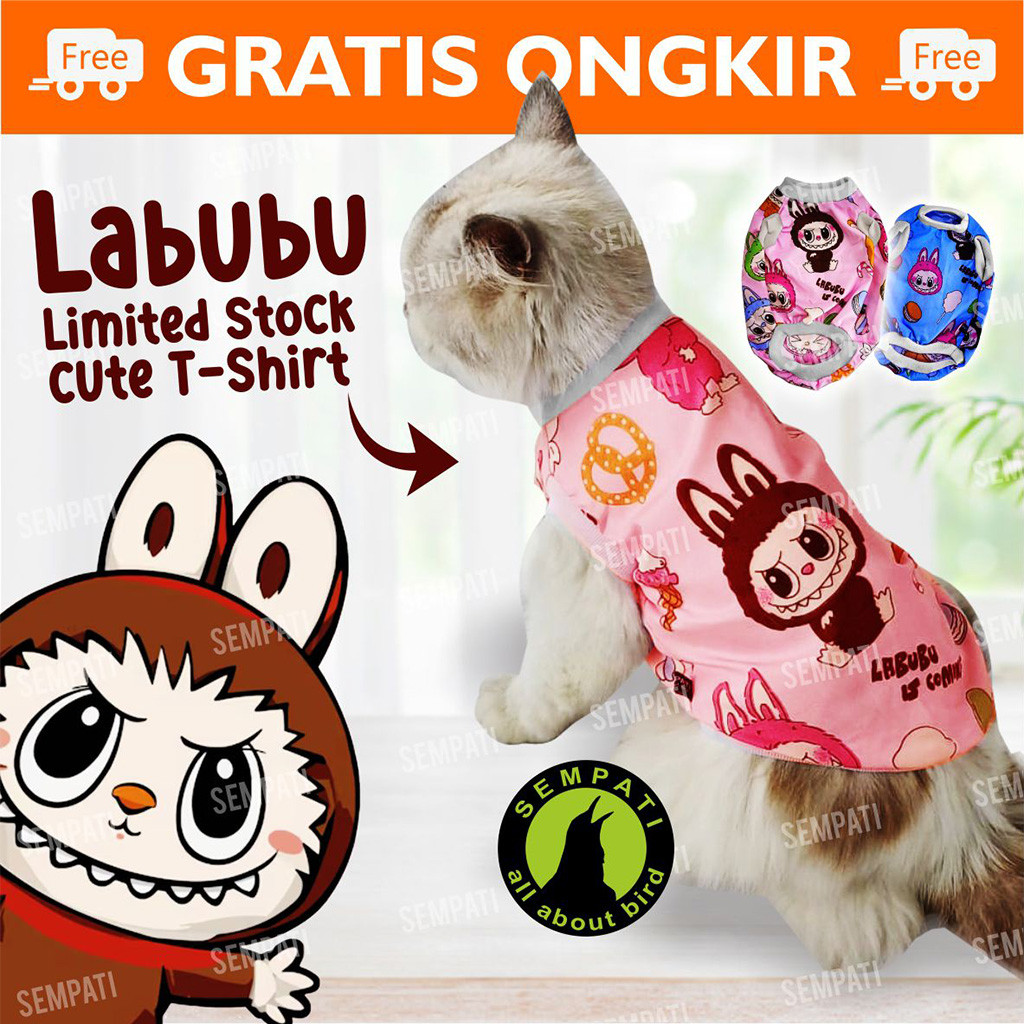 Jual SEMPATI Baju Kucing Motif Labubu Full Color Warna Pink Biru ...