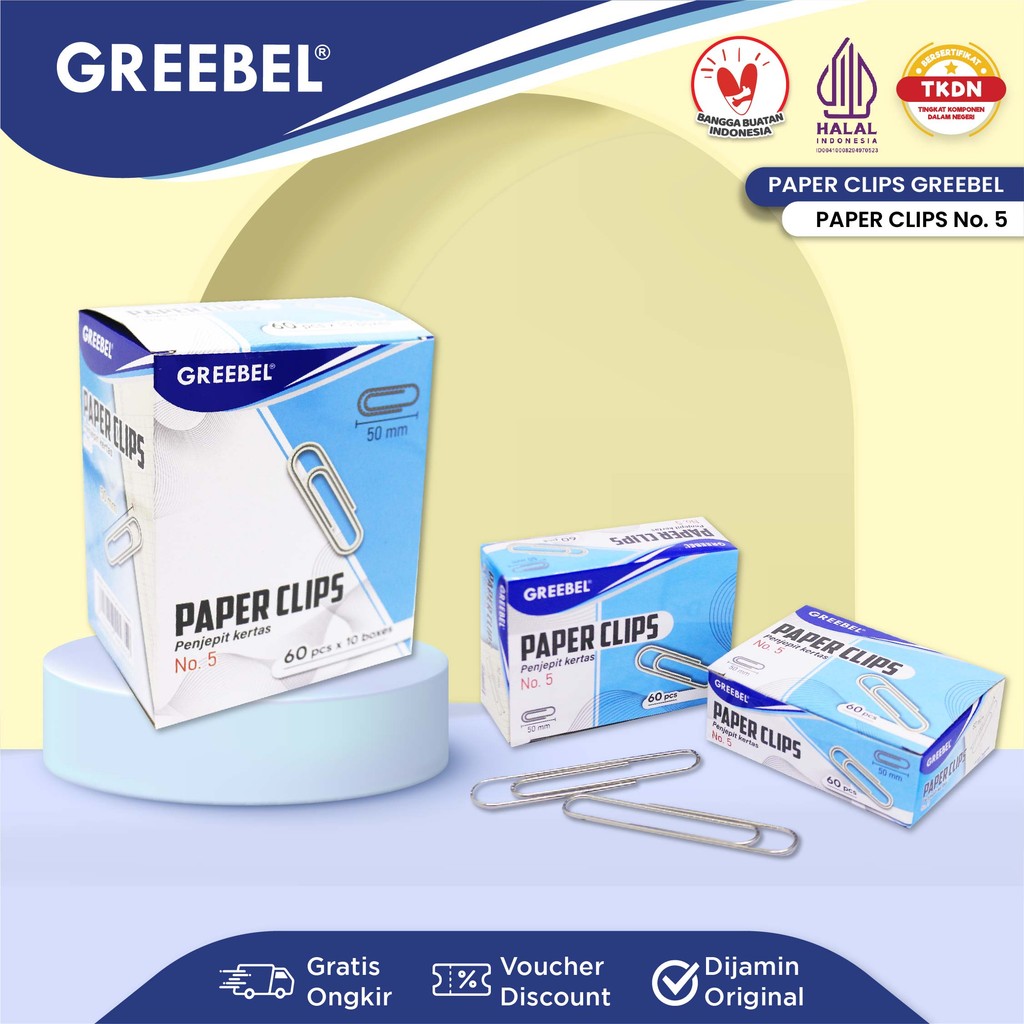 Jual GREEBEL Klip Kertas Paper Clip / Jepitan Kertas Kecil / Klip ...