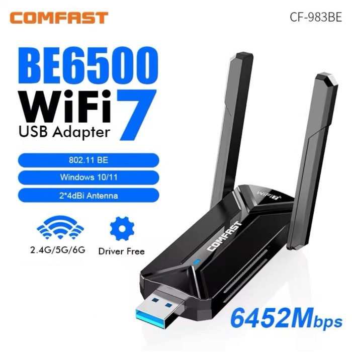 Jual COMFAST WiFi 7 Wireless USB Adapter Tri Band 6G Dongle CF-983BE BE6500 | Shopee Indonesia