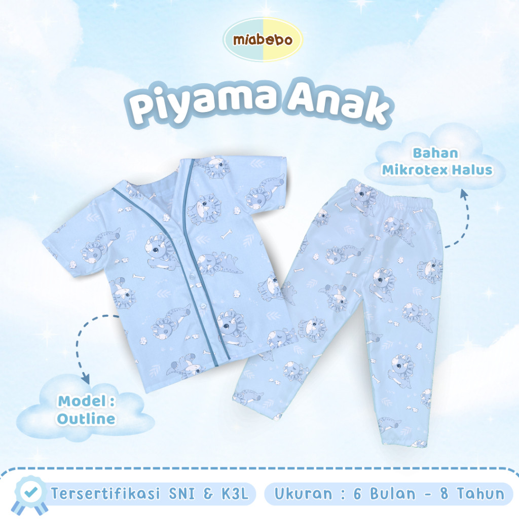 Jual Miabebo Piyama Model Outline Bayi-Balita Lengan Pendek Set ...