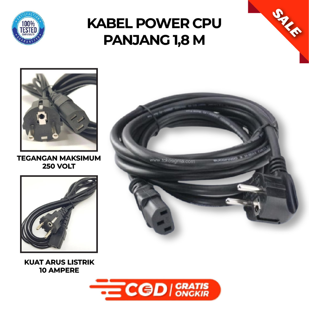 Jual KABEL POWER BAHAN TEBAL DAN PANJANG 1,8M / KABEL POWER CPU ...