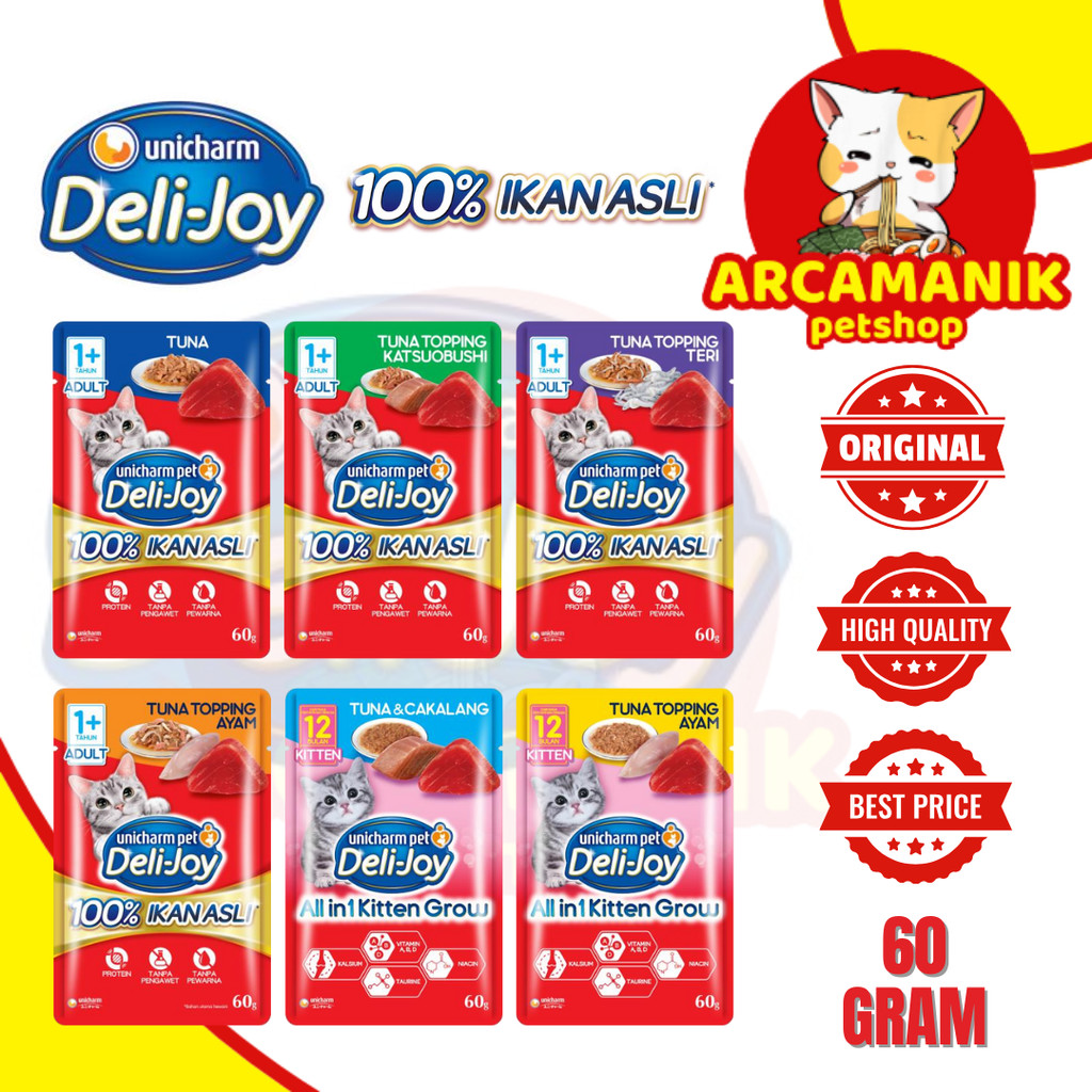 Jual DELI-JOY Cat Wet Food Pouch 60gr - Makanan Kucing Deli Joy Pouch ...