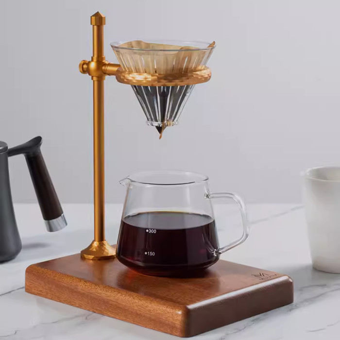 Jual MUVNA Solid Wood Base V60 Stand Holder Rack Stainless Steel Manual ...