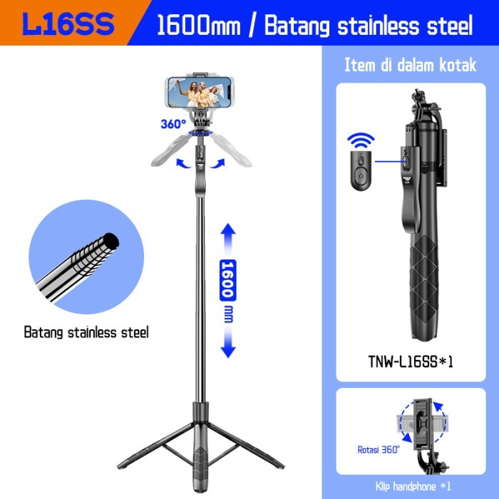 Jual TNW L16/L18 Tongsis Tripod Bluetooth Selfie Stick Remote HP Kamera | Shopee Indonesia
