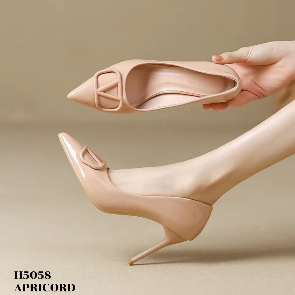 Jual PRF High Heels Tinggi 7.5cm Apricot Black Uk 36-40 Bahan Glossy ...