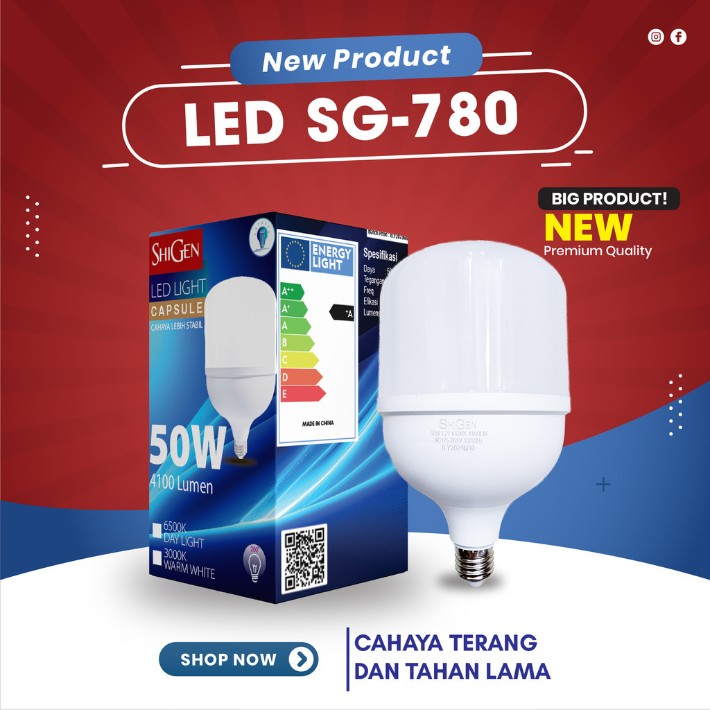 Jual [NEW 2025] SHIGEN Lampu Bohlam Besar KAPSUL Capsule FULL WATT LED ...