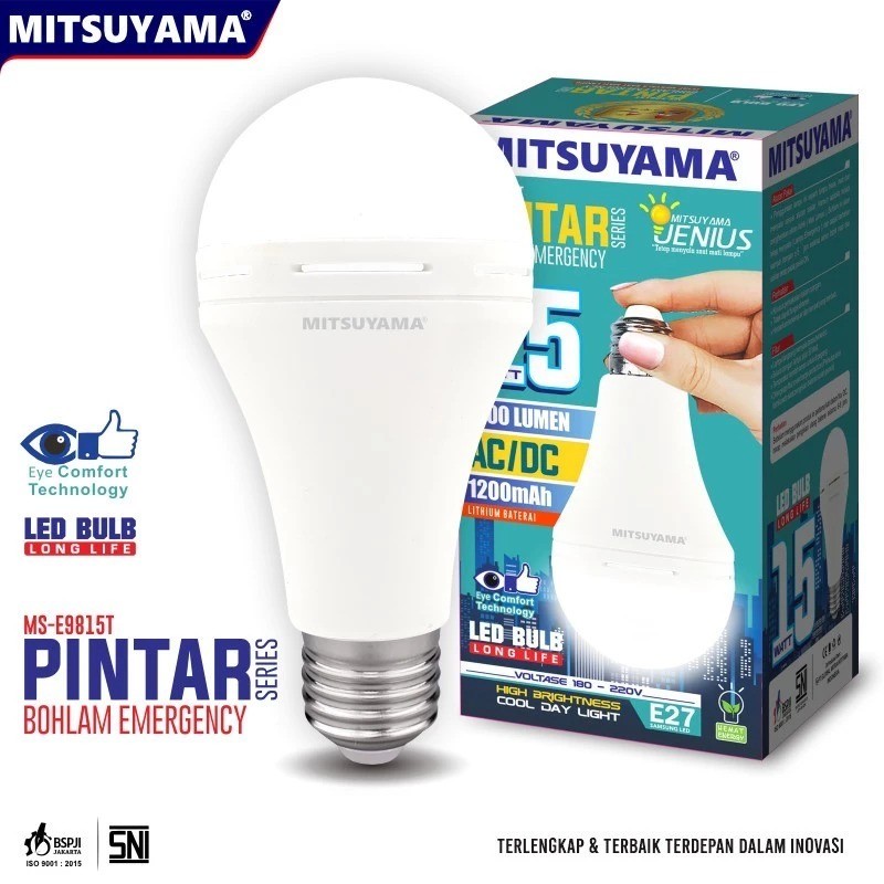 Jual MITSUYAMA Bohlam Pintar LED Lampu EMERGENCY JENIUS Otomatis 15 Watt | Shopee Indonesia