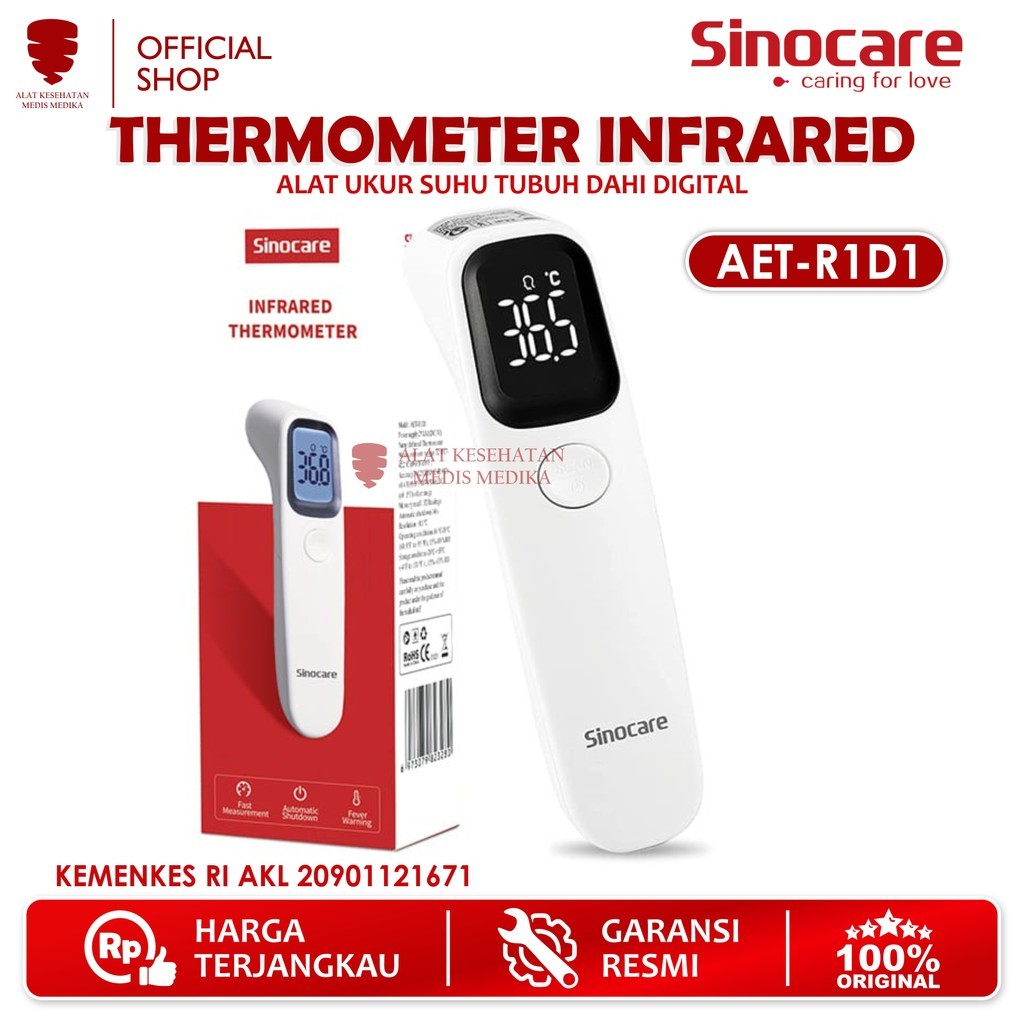 Jual Sinocare Thermometer Infrared AET-R1D1 Pengukur Cek Suhu Badan ...