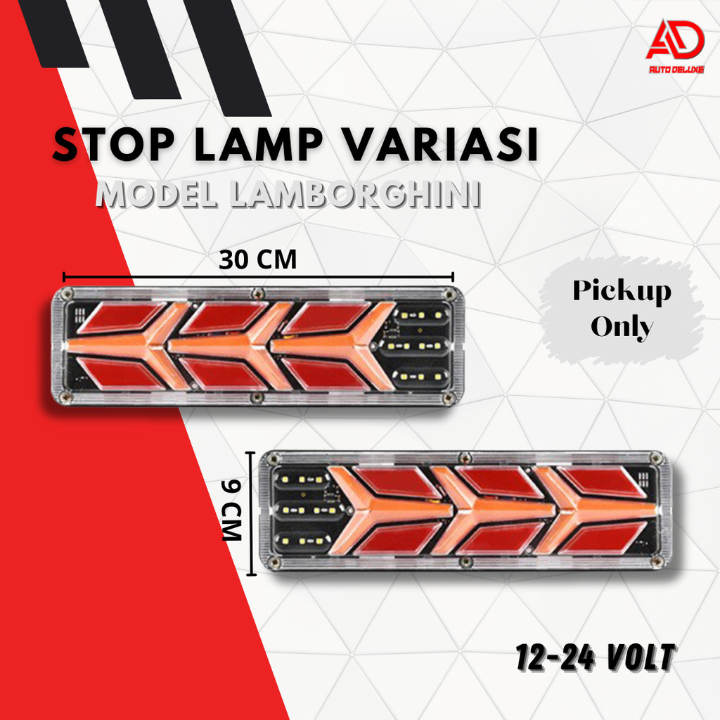 Jual Stoplamp Pickup 12-24 Volt Model Lamborghini 1 Set Lampu Bagian ...