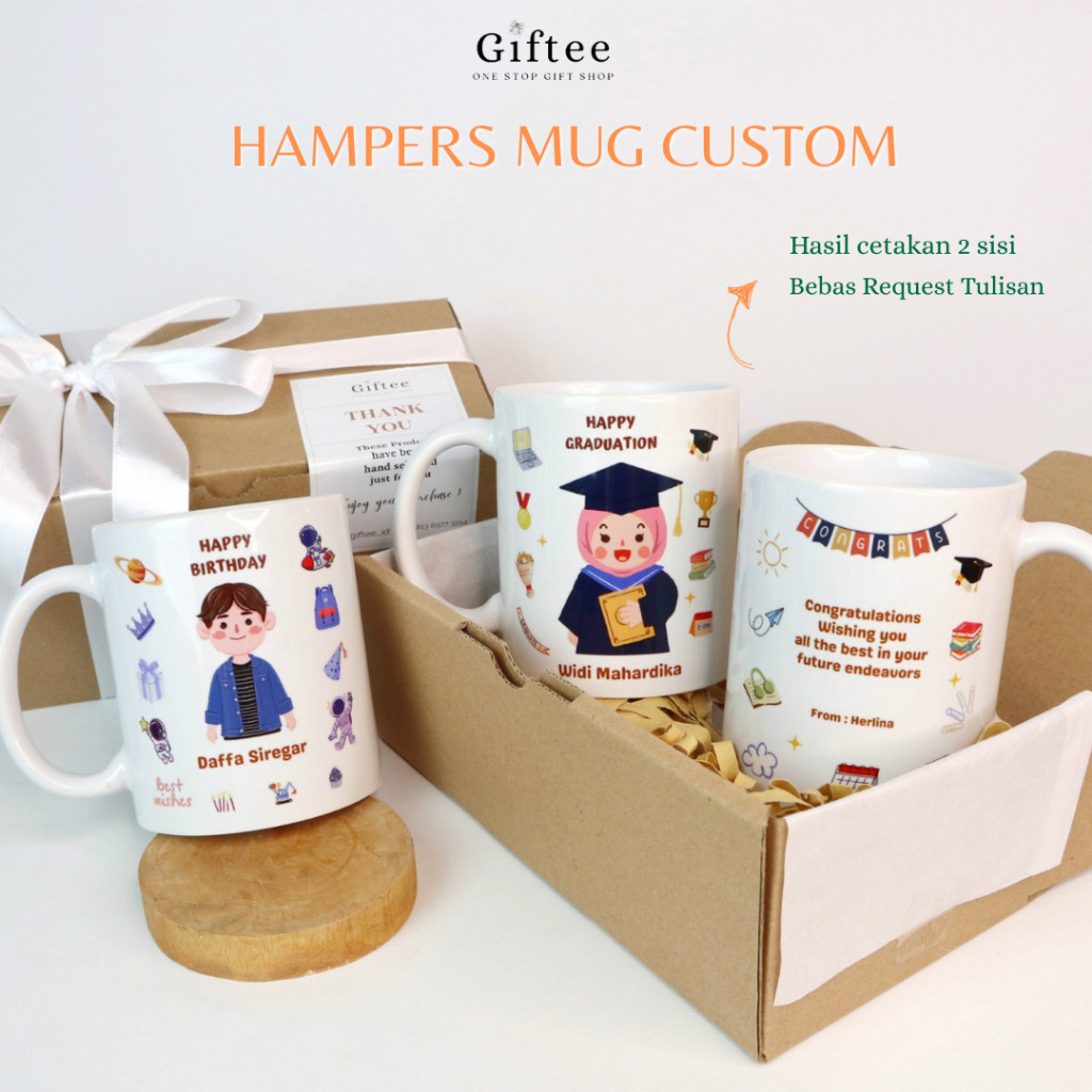 Jual HAMPERS GELAS MUG CUSTOM 325ML BEBAS DESAIN FOTO NAMA KADO ...
