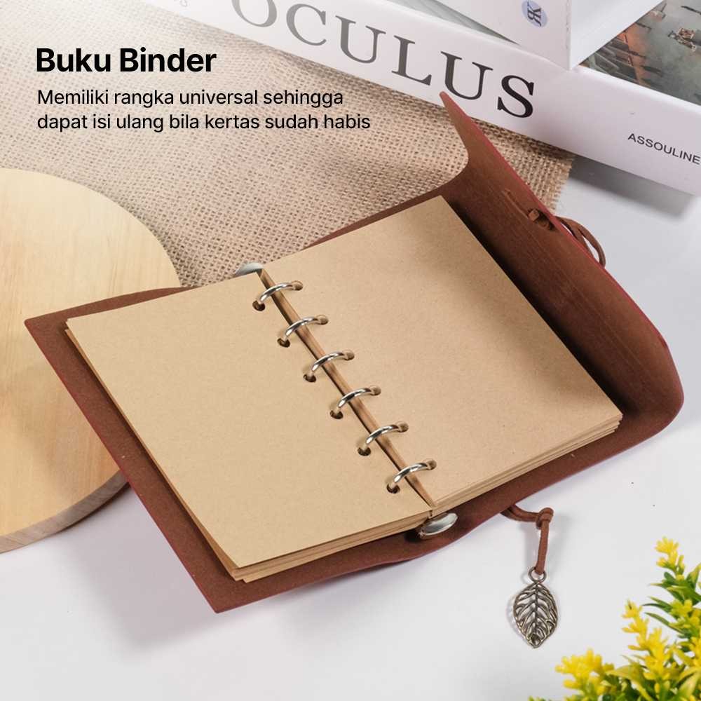 Jual Buku Catatan Binder Kulit Retro Leaf Kertas B7 BSD666 Toddi ...
