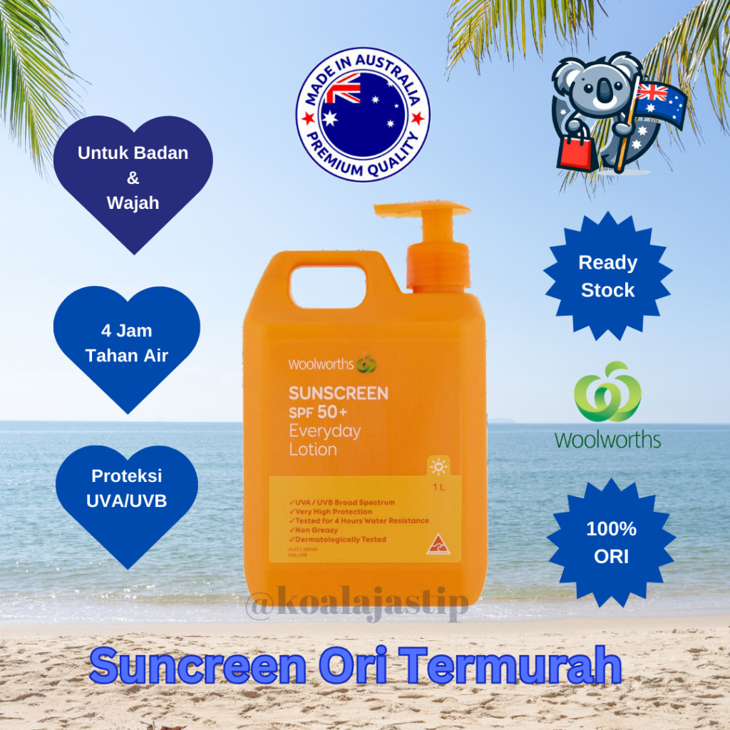 Jual Woolworths Sunscreen SPF 50+ Original Australia 1L/1 Liter/500ML/100ML Sunscreen 1 Liter ...