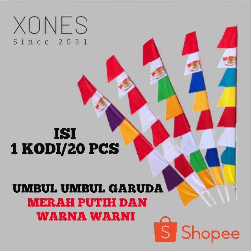 Jual BEST SELLER Bendera Umbul Umbul Warna Warni Murah harga Grosir 20 pcs/1 kodi Merah Putih ...