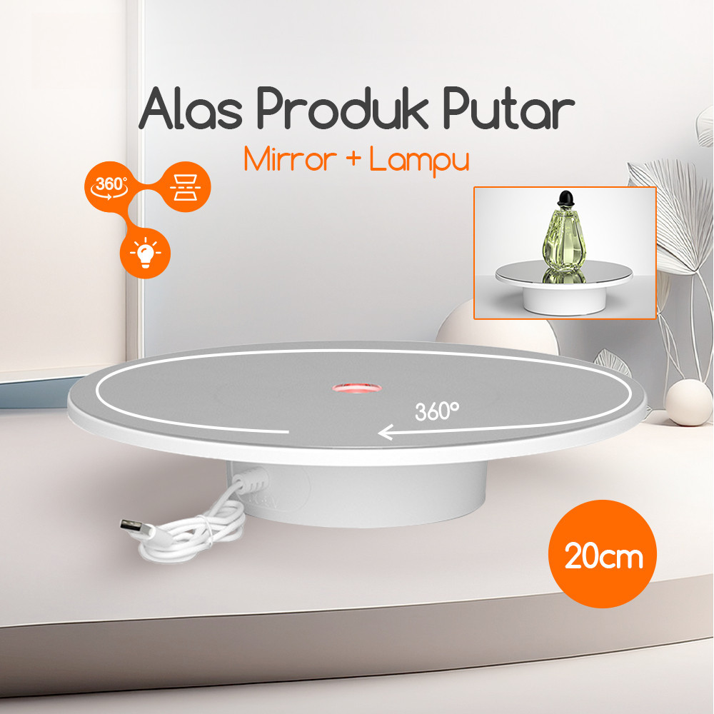 Jual IDEELAB Meja Rotating Stand Display Mirror RGB lighting turntable ...