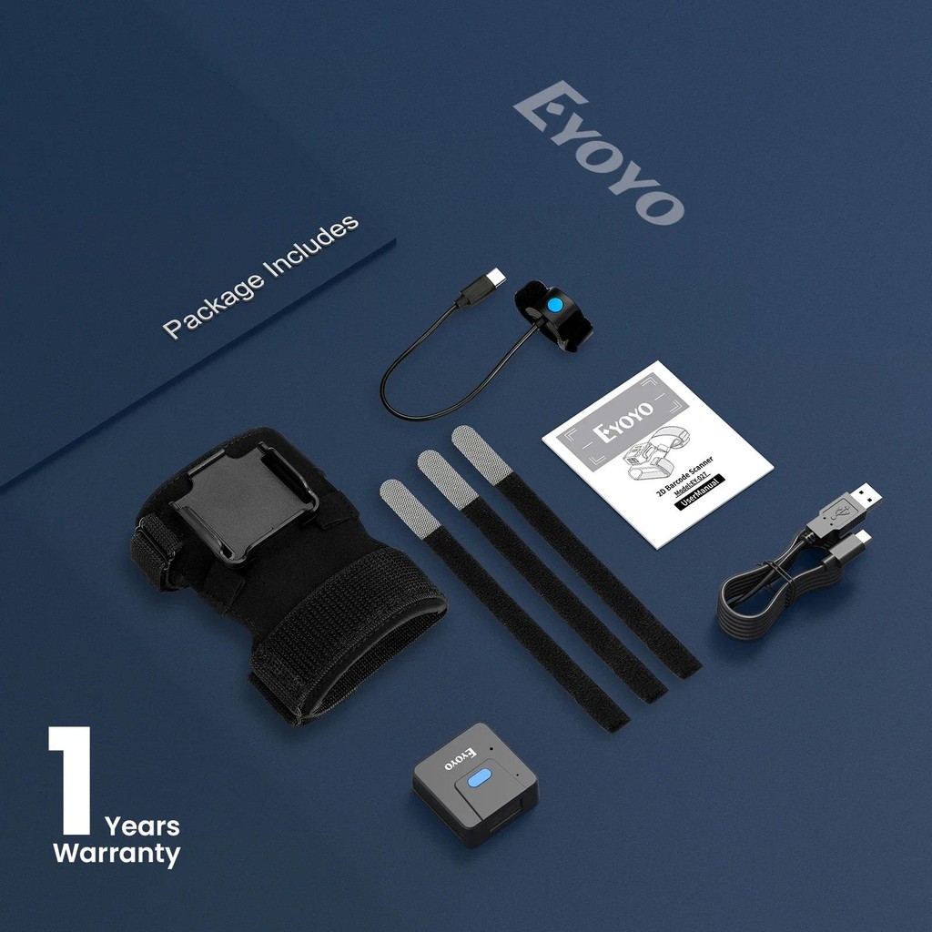 Jual Eyoyo 2D Bluetooth Barcode Scanner Wearable Glove Scanner Left ...