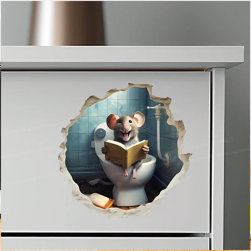 Jual Happily Mouse On Toilet in Mouse Hole Laptop Kids Room Bedroom ...