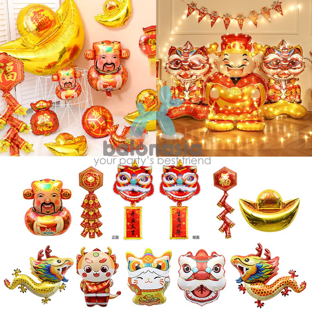 Jual Balonasia foil 3D dragon lion lampion coin chinese new year ...